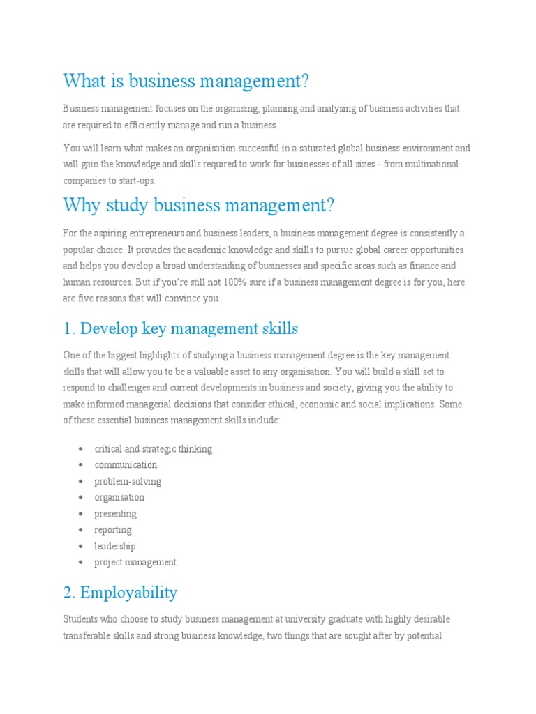 What Is Business Management | PDF | Entrepreneurship | Cognition