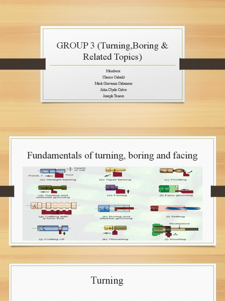 GROUP 3 (Turning, Boring & Related Topics) : Members: Clarice Cabalit ...