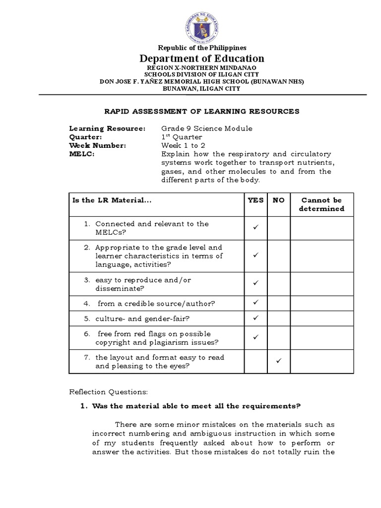 RAPID ASSESSMENT Tool | PDF | Learning | Educational Psychology