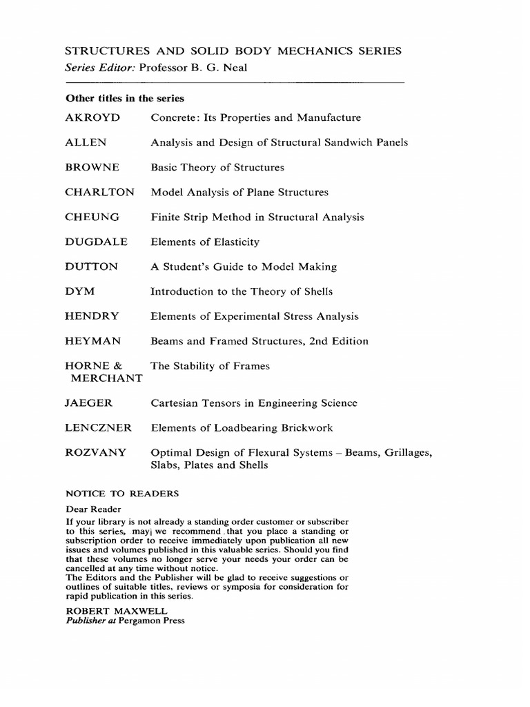 STRUCTURES AND SOLID BODY MECHANICS SERIES - 1979 - Plastic Theory of Structures PDF | PDF