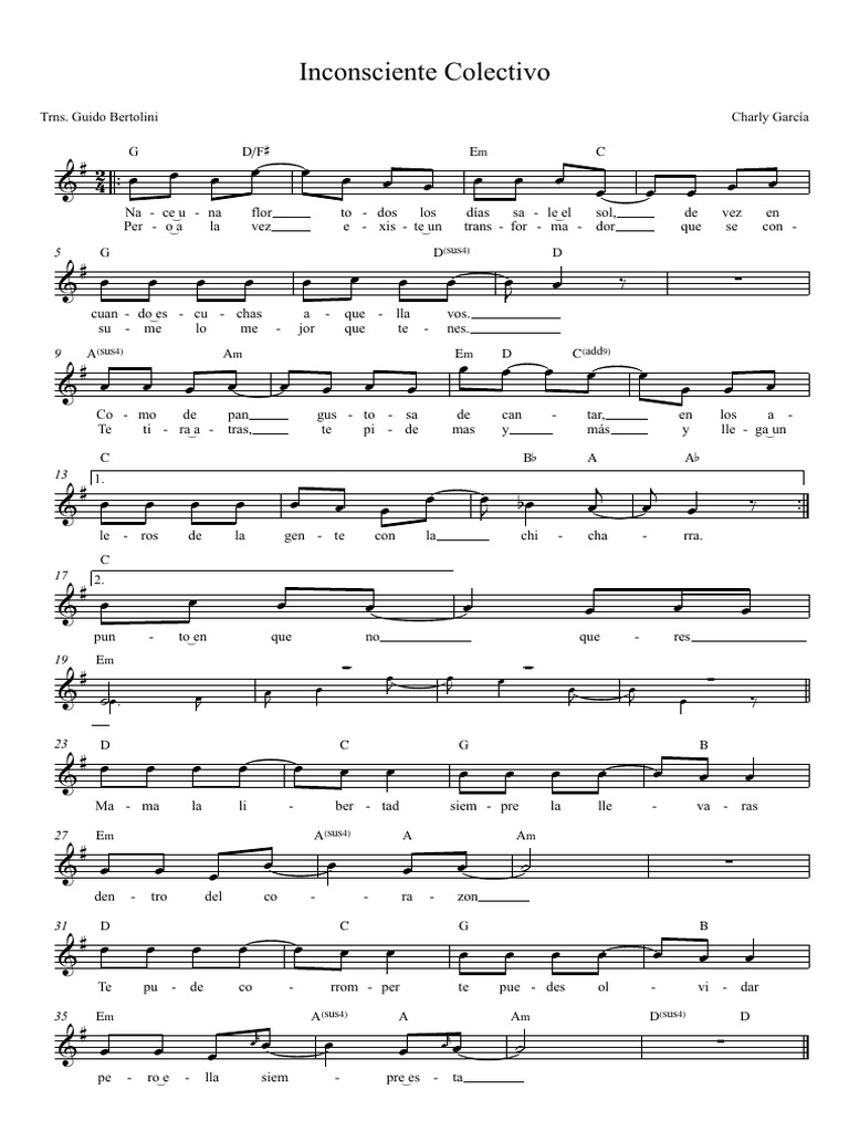 Inconsciente Colectivo - Partitura Completa | PDF