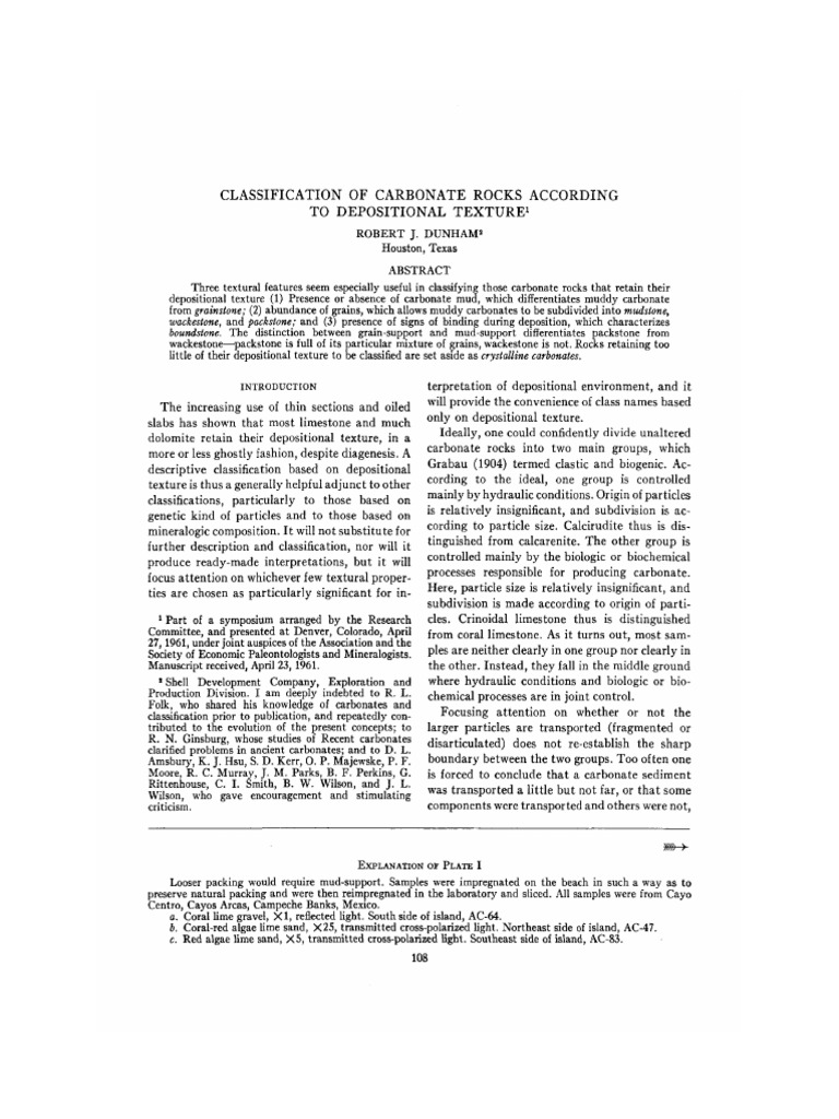 Classification of Carbonate Rocks | PDF | Limestone | Deposition (Geology)
