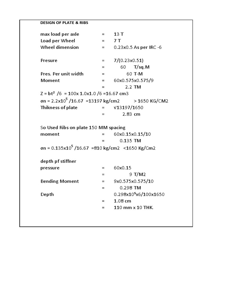 Rib Plate Design in Steel Structures | PDF