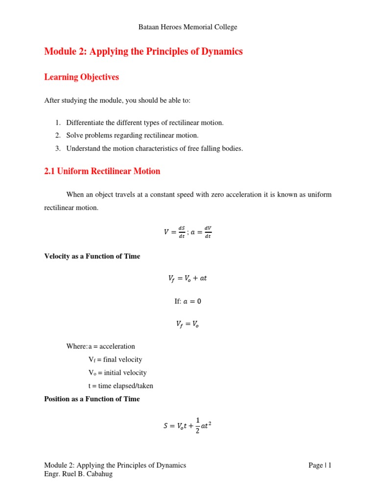 Applying Dynamics Principles | PDF | Acceleration | Gravity