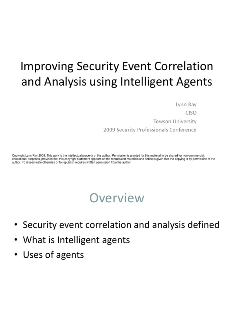 Improving Security Event Correlation And Analysis Using Intelligent Agents Pdf Computer