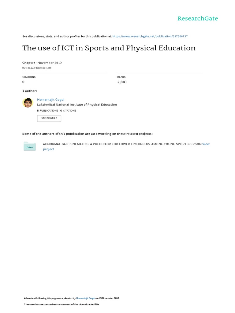 The Use of ICT in Sports and Physical Education: November 2019 | PDF ...