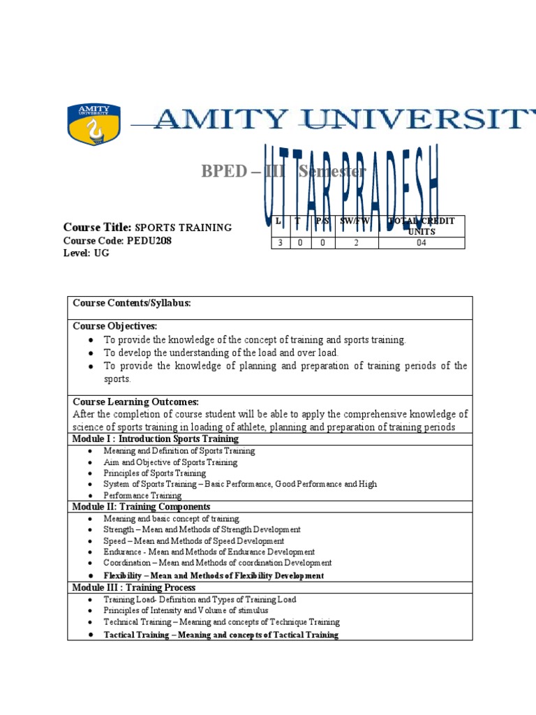 Sports Training Course Overview | PDF | Pedagogy | Behavior Modification