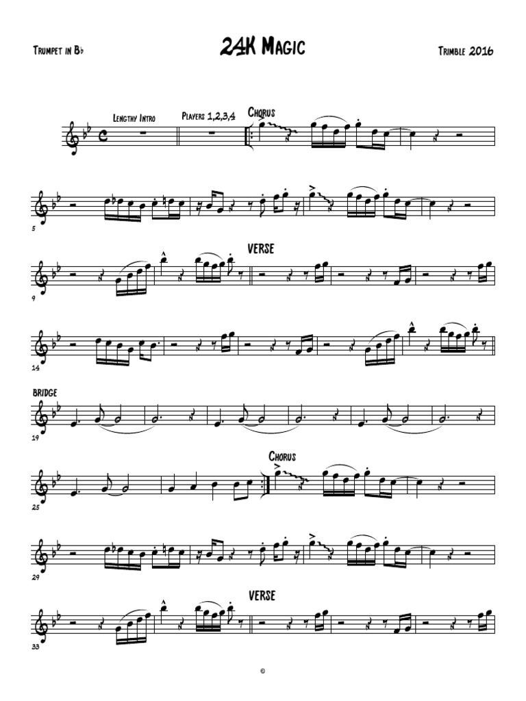 24K Magic - Trumpet in BB | PDF