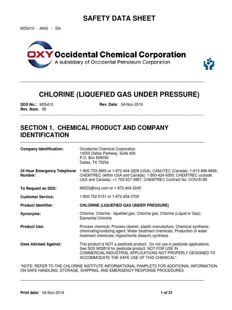 Safety Data Sheet: Section 1. Chemical Product and Company ...
