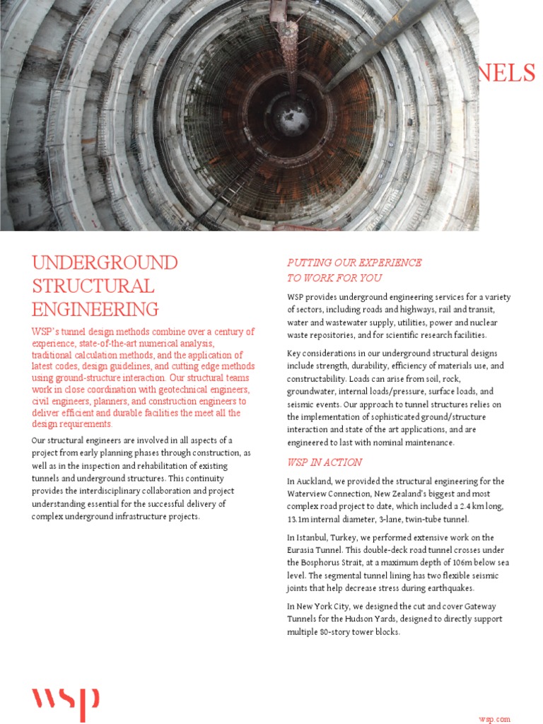 Underground Tunnel Engineering Services | PDF | Tunnel | Road