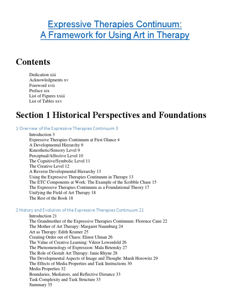 TOC Expressive Therapies Continuum PDF | PDF | Perception | Mental ...