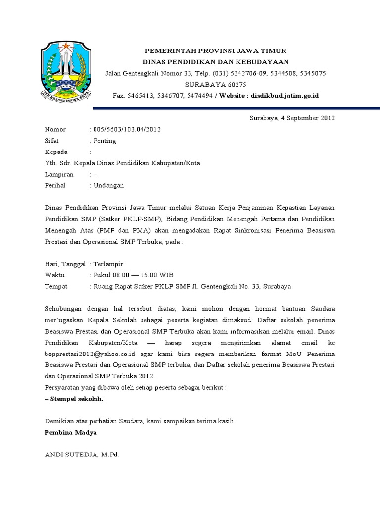 12-Contoh Surat Undangan Rapat Dinas | PDF