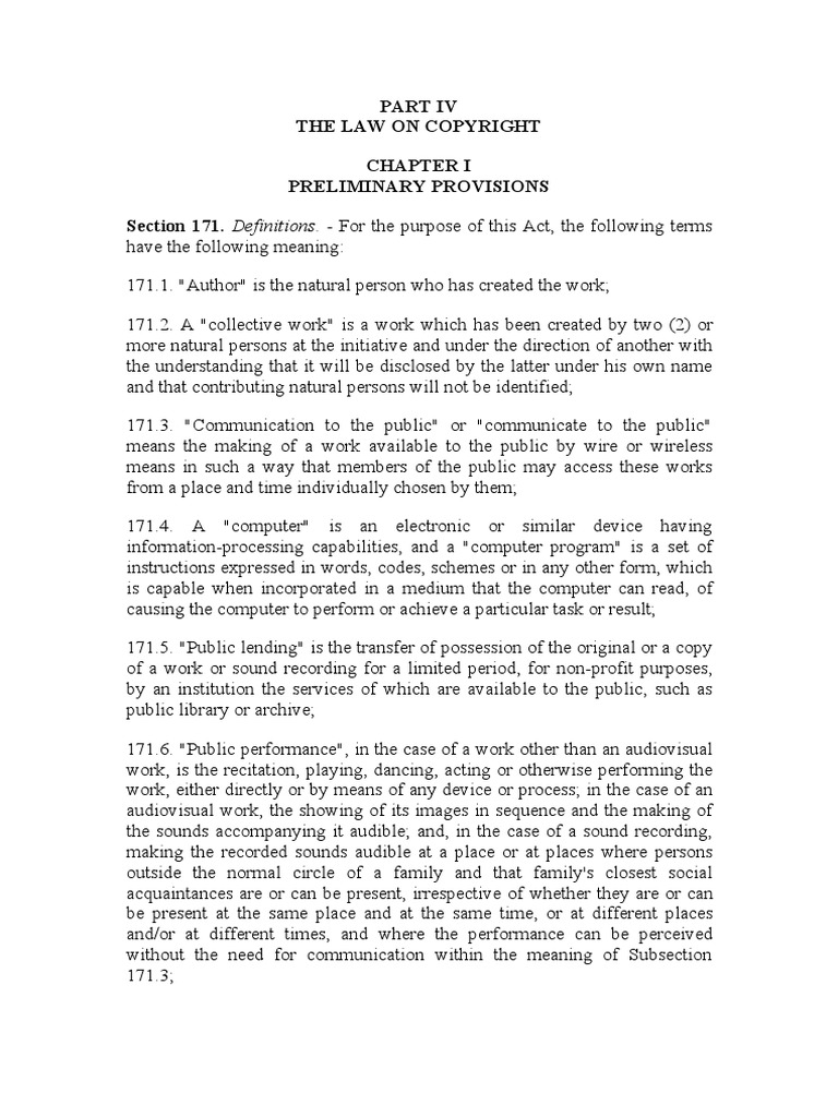 PART IV Law On Copyright | PDF | Derivative Work | Copyright