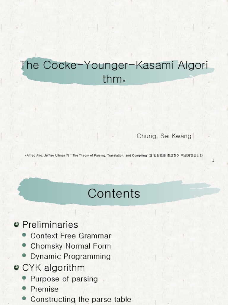 The Cocke-Younger-Kasami Algorithm | PDF | Parsing | Metalogic