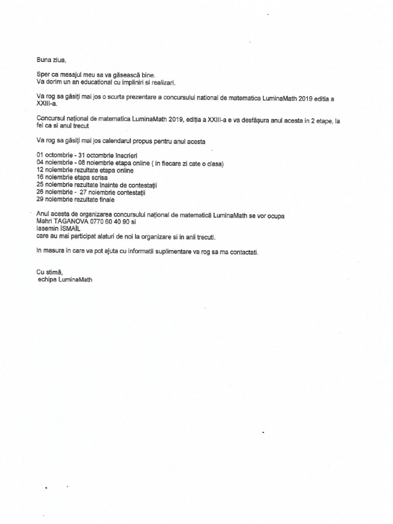 Lumina Math Subiecte Clasa A IV A 2018 1 | PDF