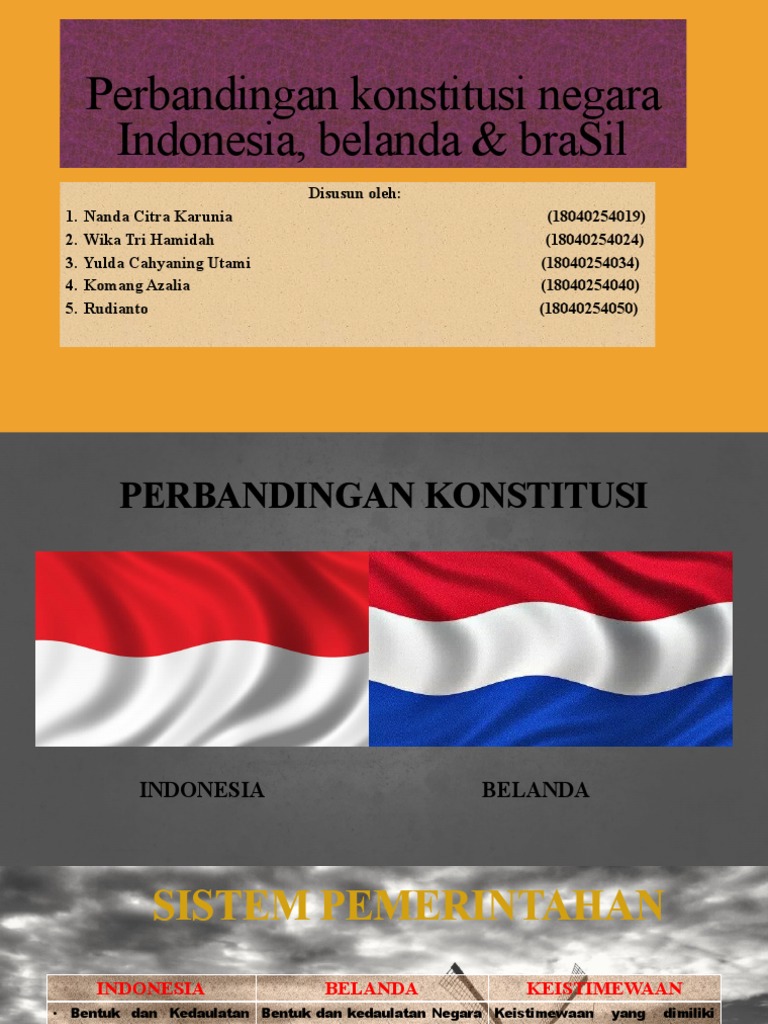REVISI Perbandingan Konstitusi Negara Indonesia, Belanda & Brazil | PDF