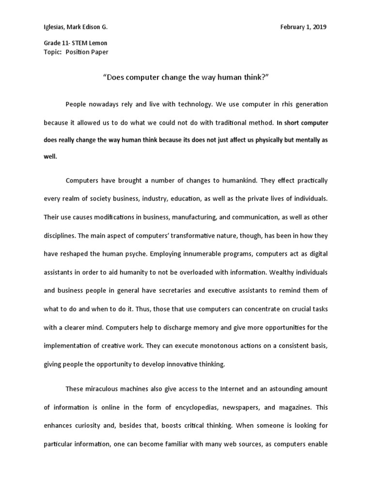 Does Computer Change The Way Human Think? | PDF | Thought | Social Media