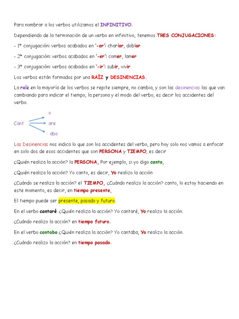 Guia Verbos | PDF | Conjugación gramatical | Verbo