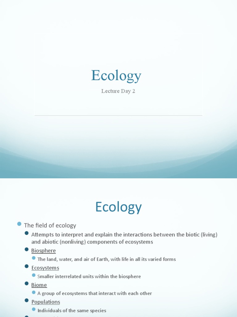 Ecology-Lecture Day 2 | PDF | Social Science | Wellness