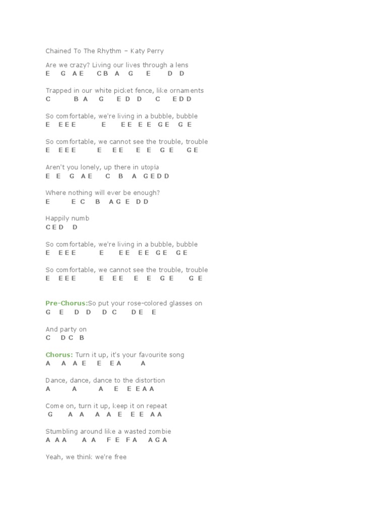 Chained To The Rhythm Notes | PDF | Song Structure | Number One Singles