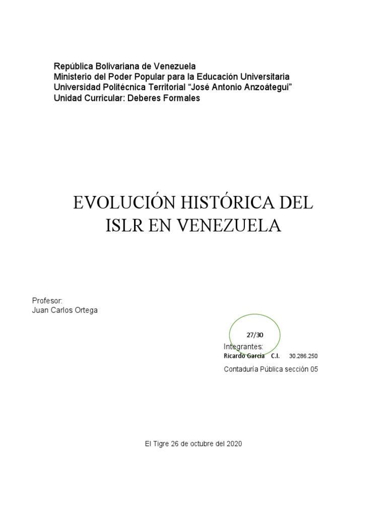 Evolución del ISLR en Venezuela | PDF | Impuesto sobre la renta | Venezuela
