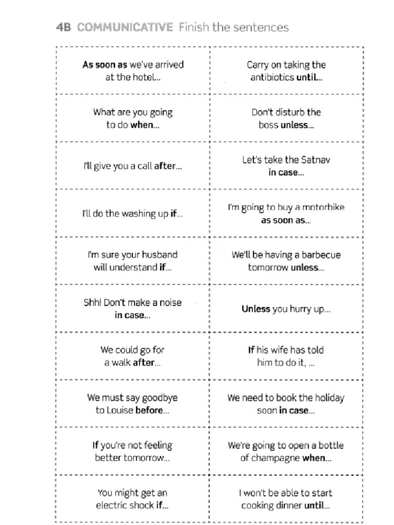 4B Communicative - Finishing Sentences | PDF