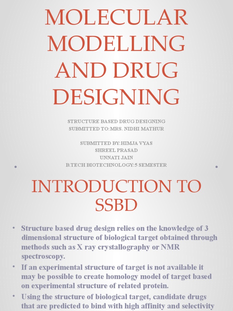 Molecular Modelling and Drug Designing | PDF | Docking (Molecular ...