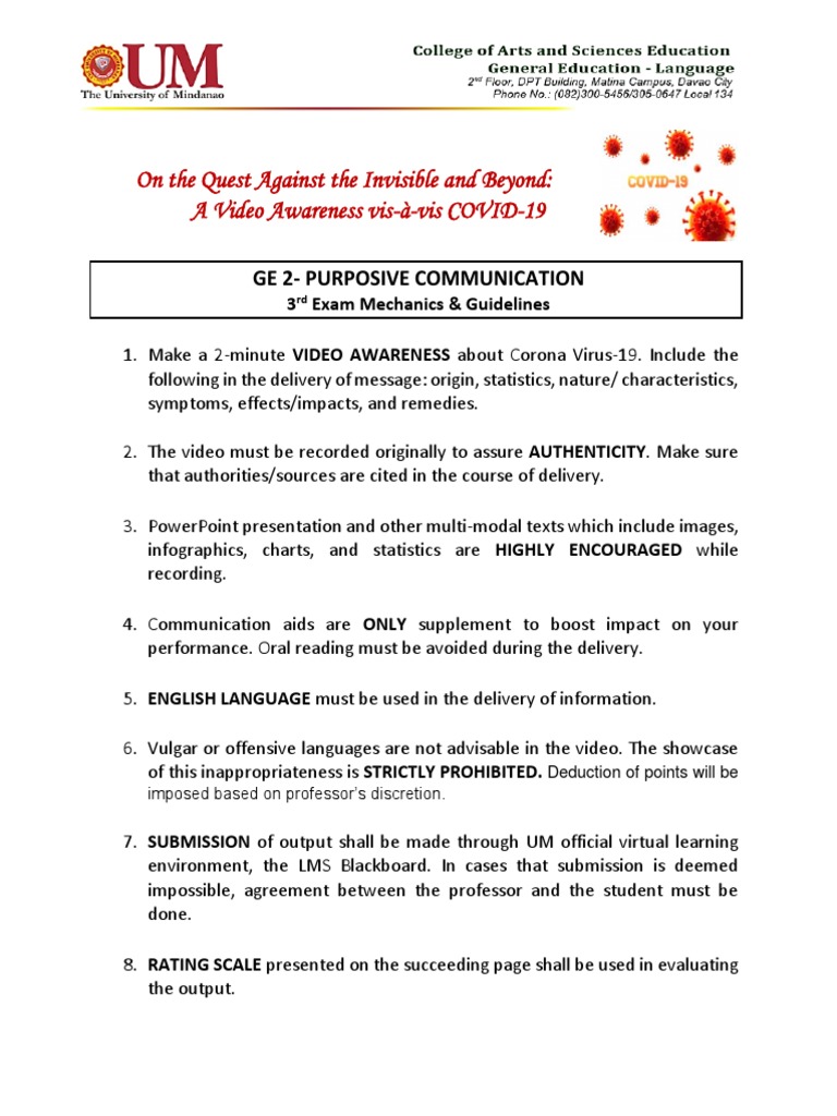 GE2 - 3rd Exam. Mechanics and Guidelines PDF | PDF