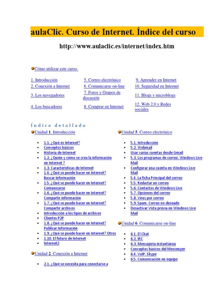 CURSO DE INTERNET AULA CLICK v2 PDF | PDF | Chat en linea | Internet ...