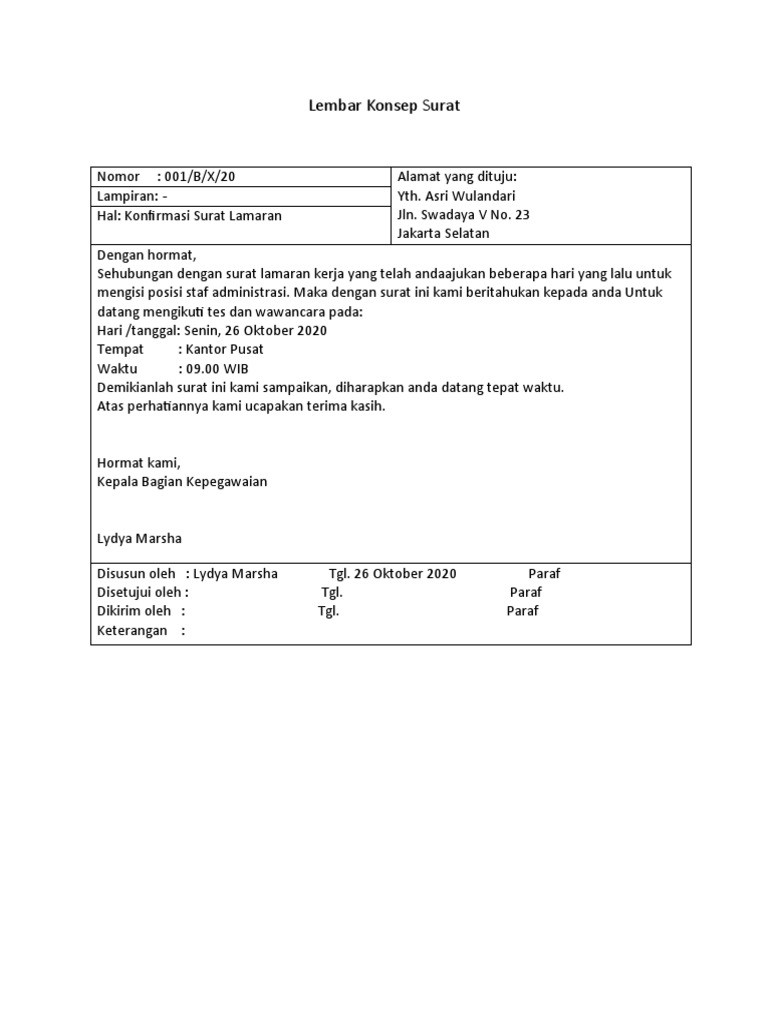 Lembar Konsep Surat | PDF