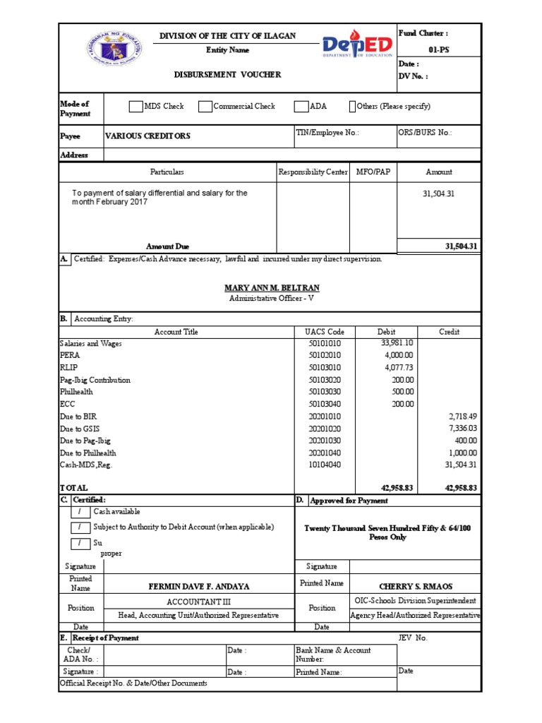 Supplemental-salary-DV, ORS, PAYROLL | PDF | Payments | Cheque