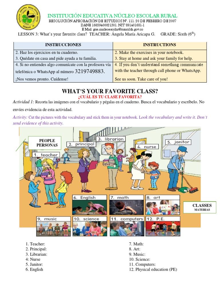Lesson 3 What's Your Favorite Class | PDF