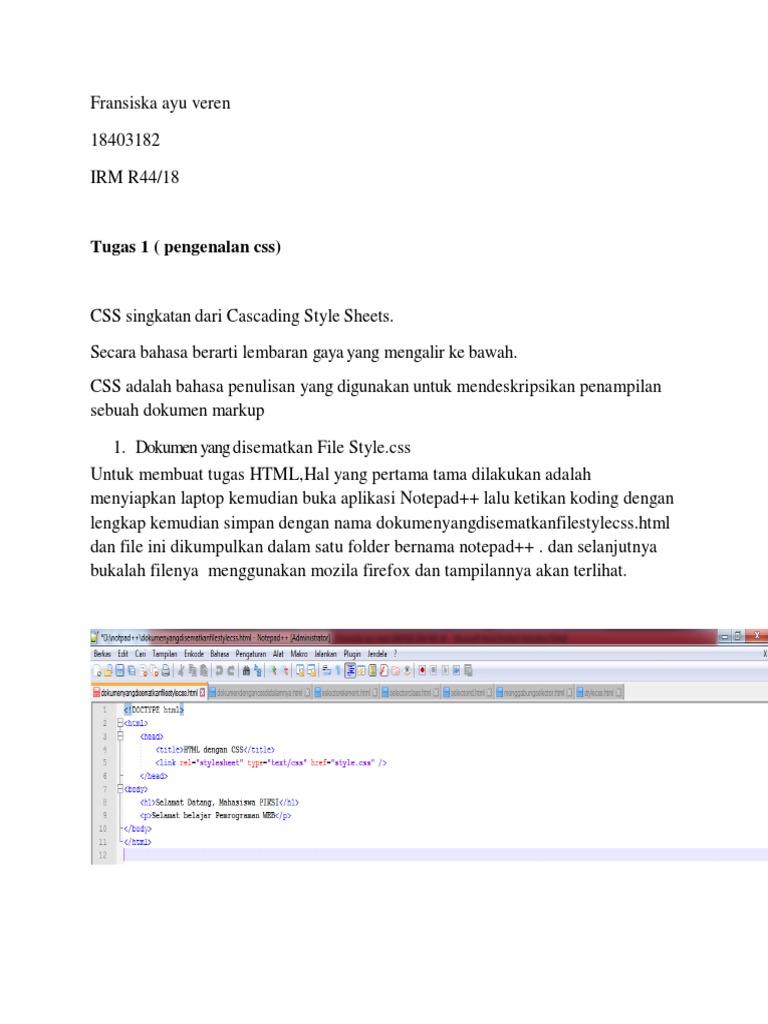 Pengenalan Css Dan Tutorial Menggunakan Adobe Dreamweaver Fransiska Ayu ...
