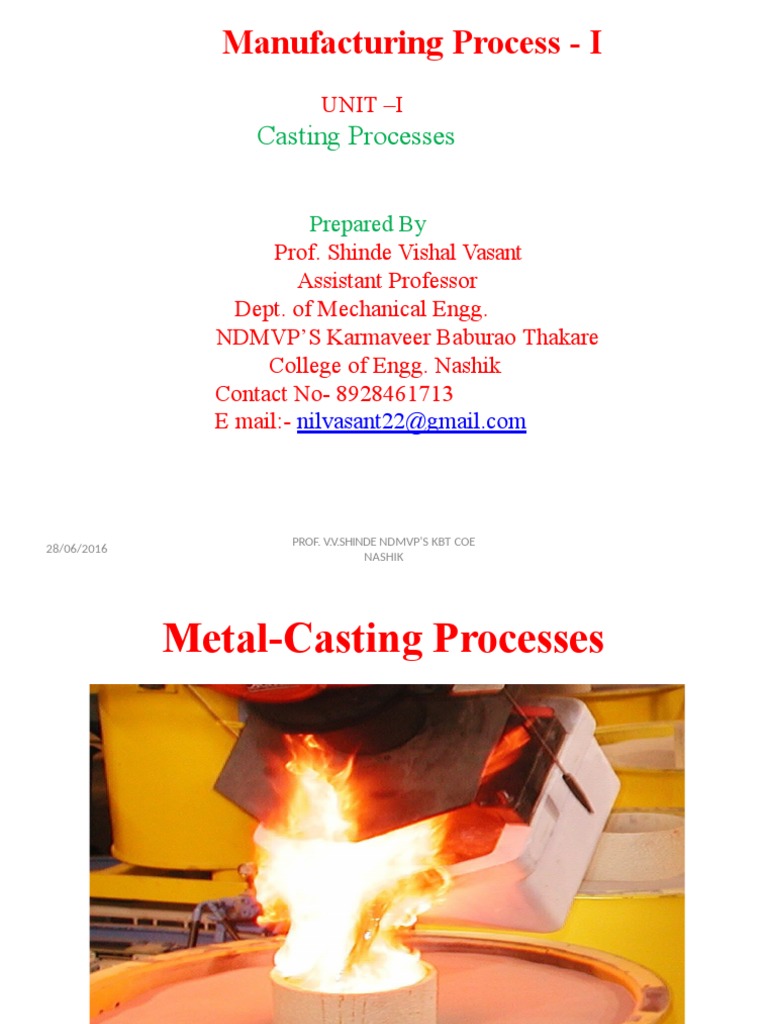 Manufacturing Process - I: Casting Processes | PDF | Casting ...