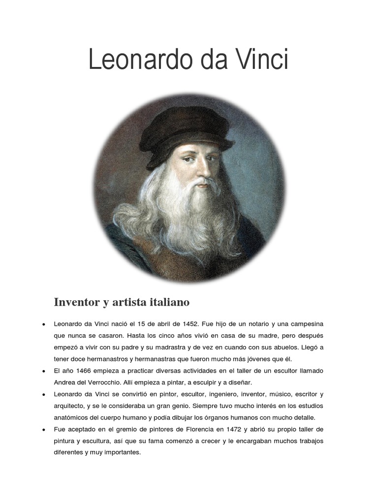 Biografía De Leonardo Da Vinci