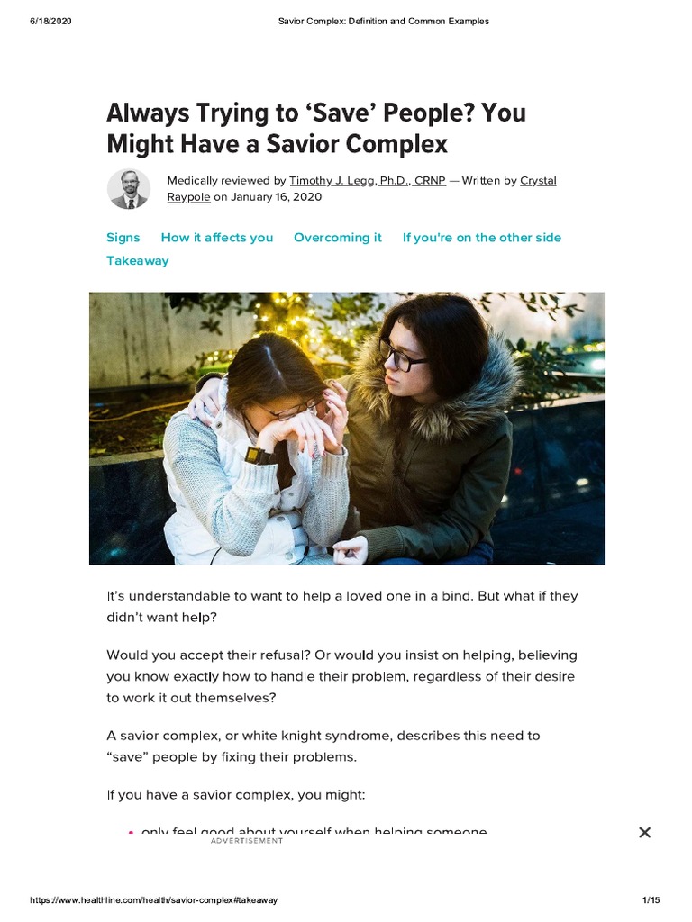 Savior Complex - Definition and Common Examples PDF