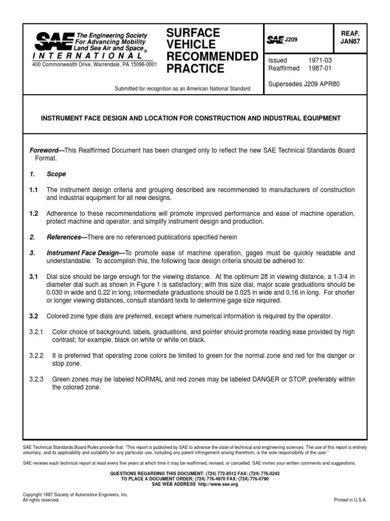 Surface Vehicle Recommended Practice: Reaf. JAN87 | PDF