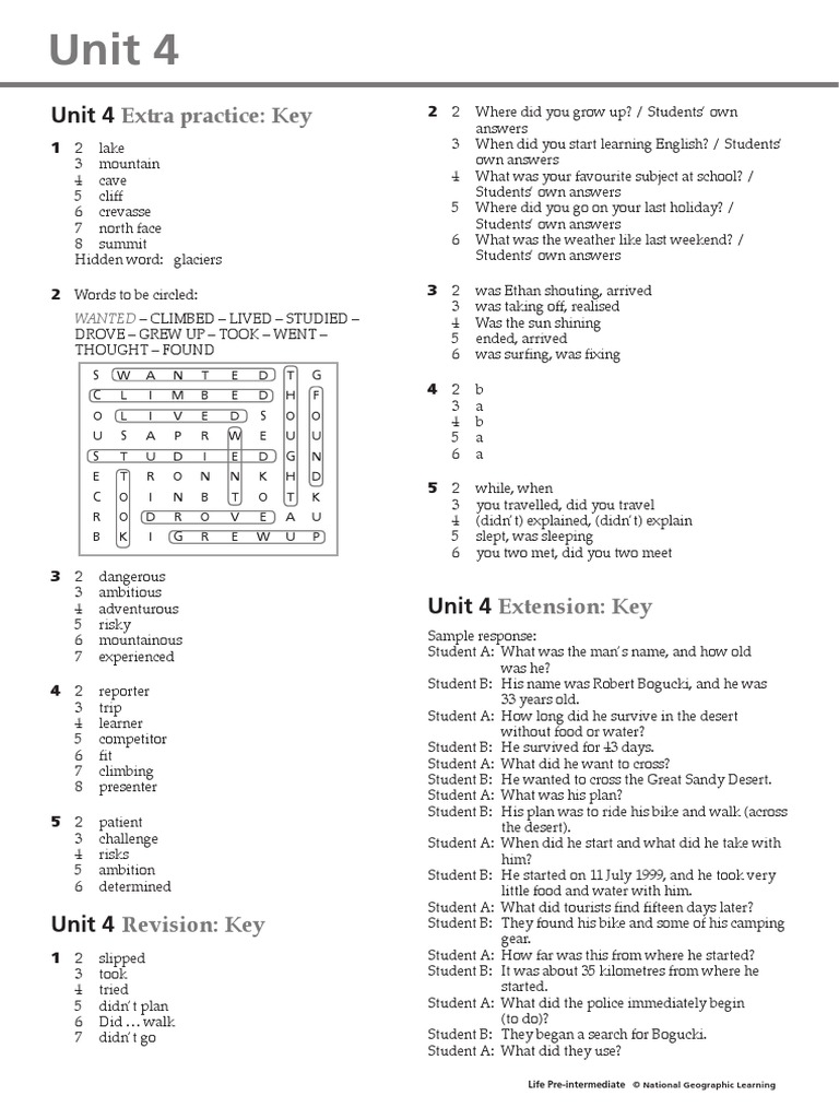Unit 4: Extra Practice: Key | PDF