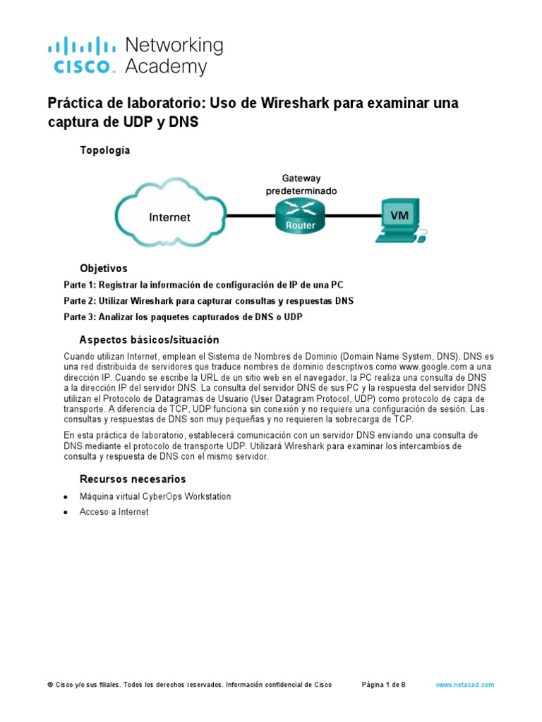 4.6.2.7 Lab - Using Wireshark To Examine A UDP DNS Capture | PDF | sistema de nombres de dominio ...