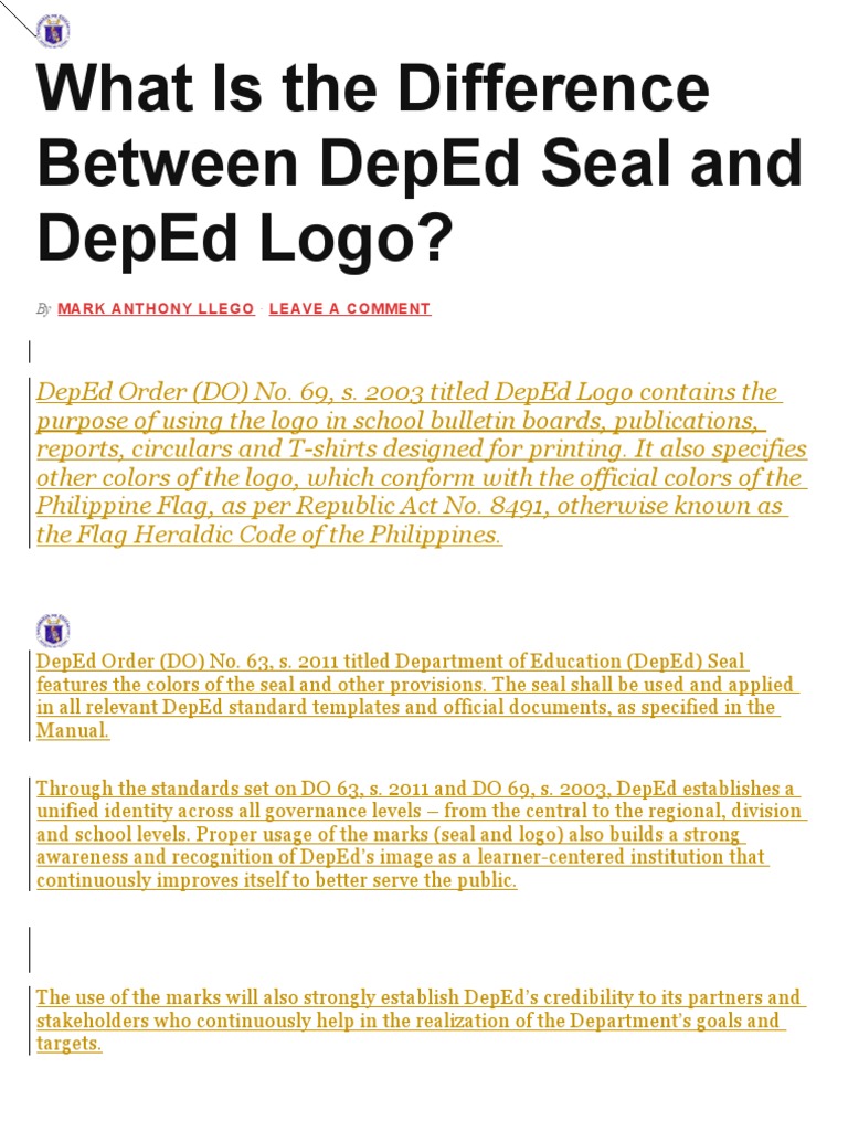 Difference Between DepEd Seal and DepEd Logo | PDF | Logos | Seal (Emblem)