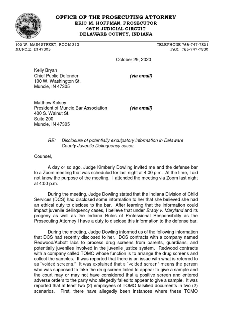DCS Drug Testing Issues Letter | PDF | Drug Test | Prosecutor