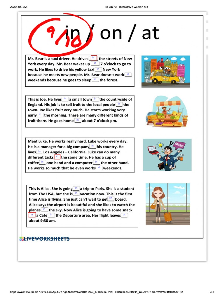 In On at Interactive Worksheet | PDF
