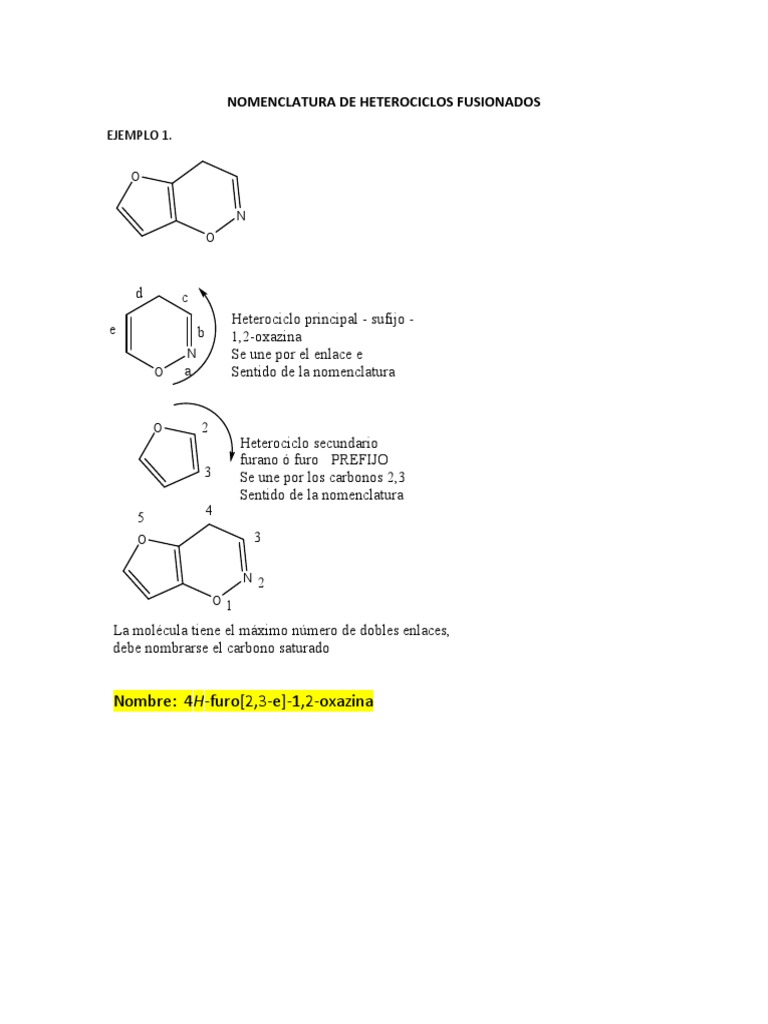 NOMENCLATURA DE HETEROCICLOS FUSIONADOS-Ejemplos | PDF | Piridina ...