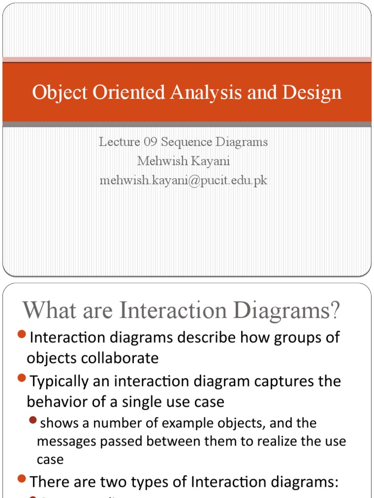 Object Oriented Analysis And Design Lecture 09 Sequence Diagrams Mehwish Kayani Mehwish