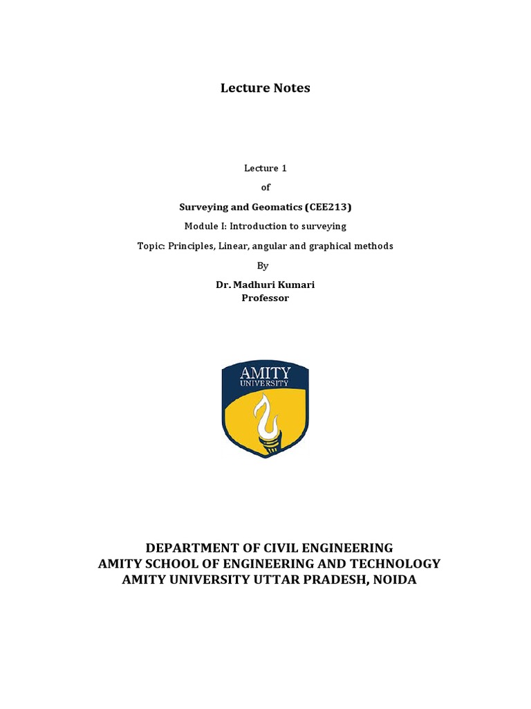 Lecture Notes-Module I - Lecture 1 | PDF | Surveying | Geography