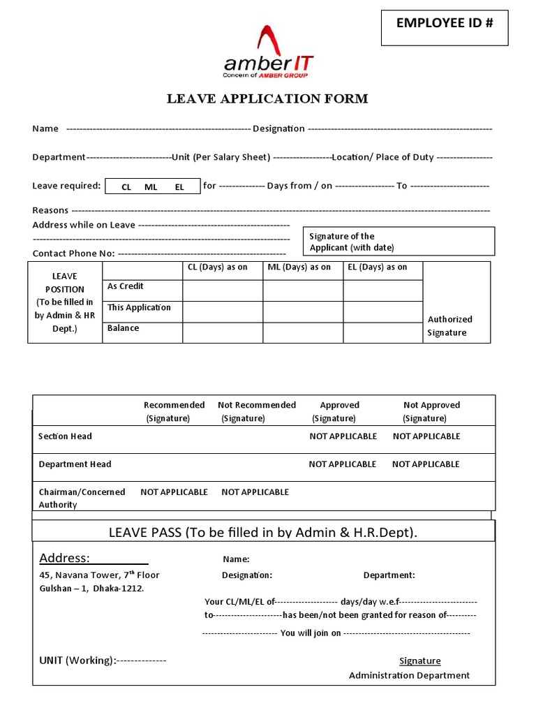 Leave Form Amber IT | PDF | Government | Employment