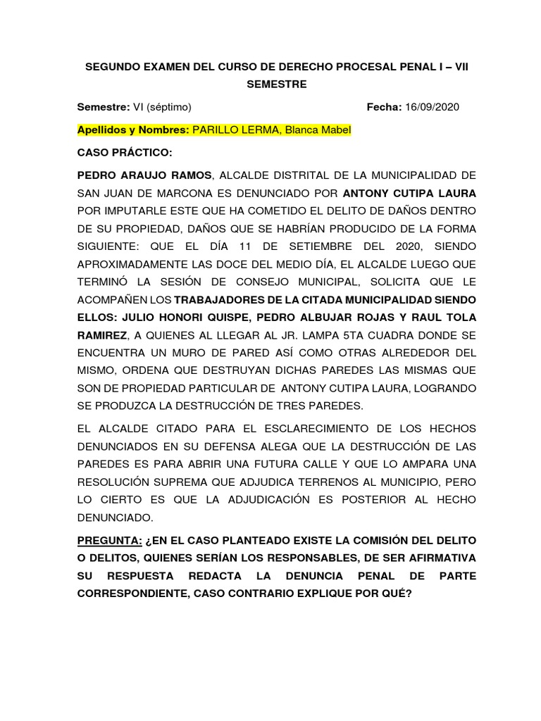PARILLO LERMA, Blanca Mabel (Caso Practico) | PDF | Posesión (Ley) | Conceptos legales