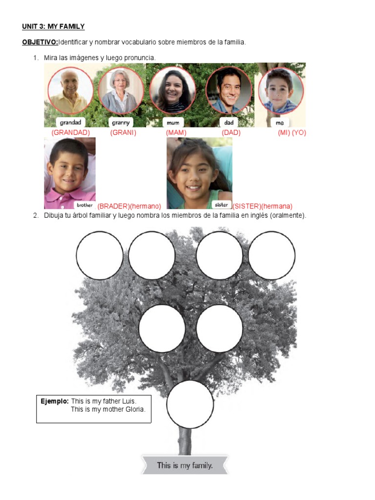 Actividades sobre Mi Familia en Inglés | PDF | Artes del Lenguaje y ...