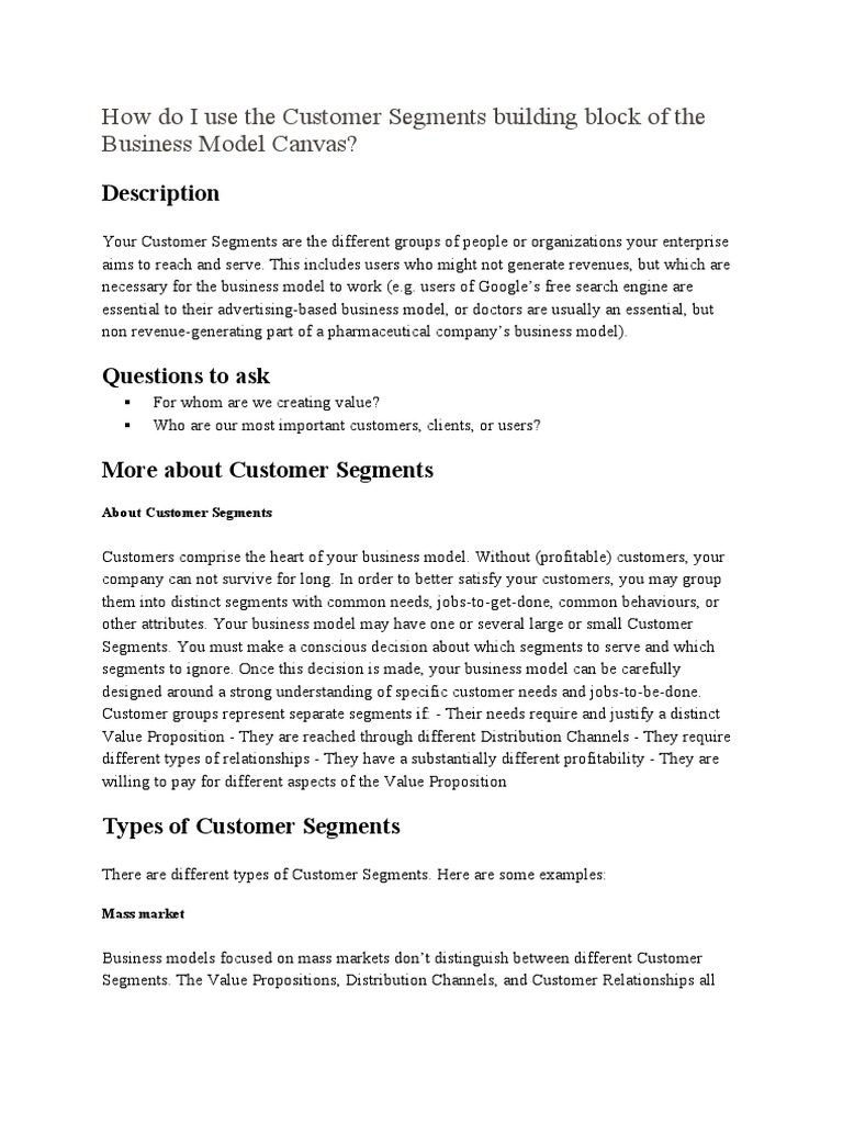 How Do I Use The Customer Segments Building Block of The Business Model ...