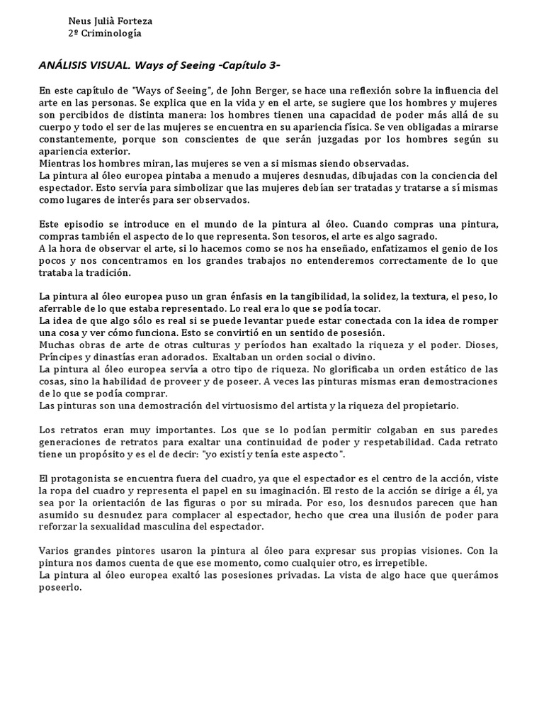 ANÁLISIS VISUAL Ways of Seeing | PDF | Pinturas | Desnudez